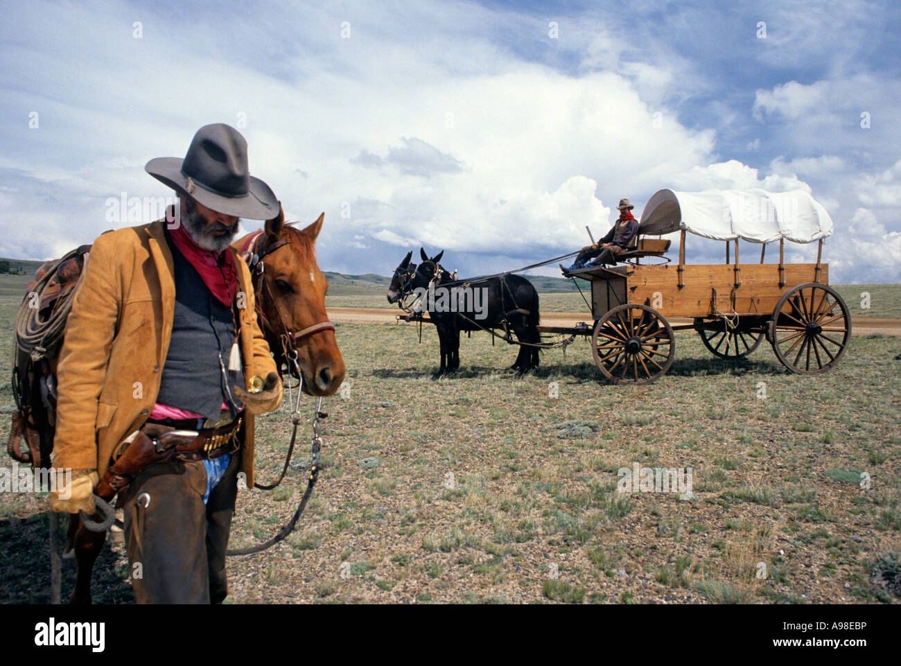 COWBOYS ON THE RANGE NEAR THE OREGON TRAIL, SOUTH PASS, WYOMING AREA ...