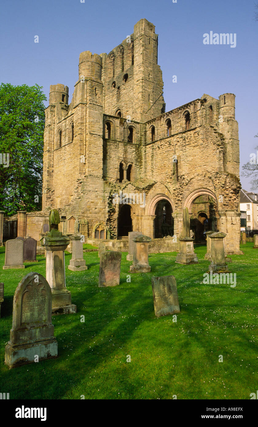 Medieval architecture Kelso Abbey at Kelso in the Scottish Borders ...