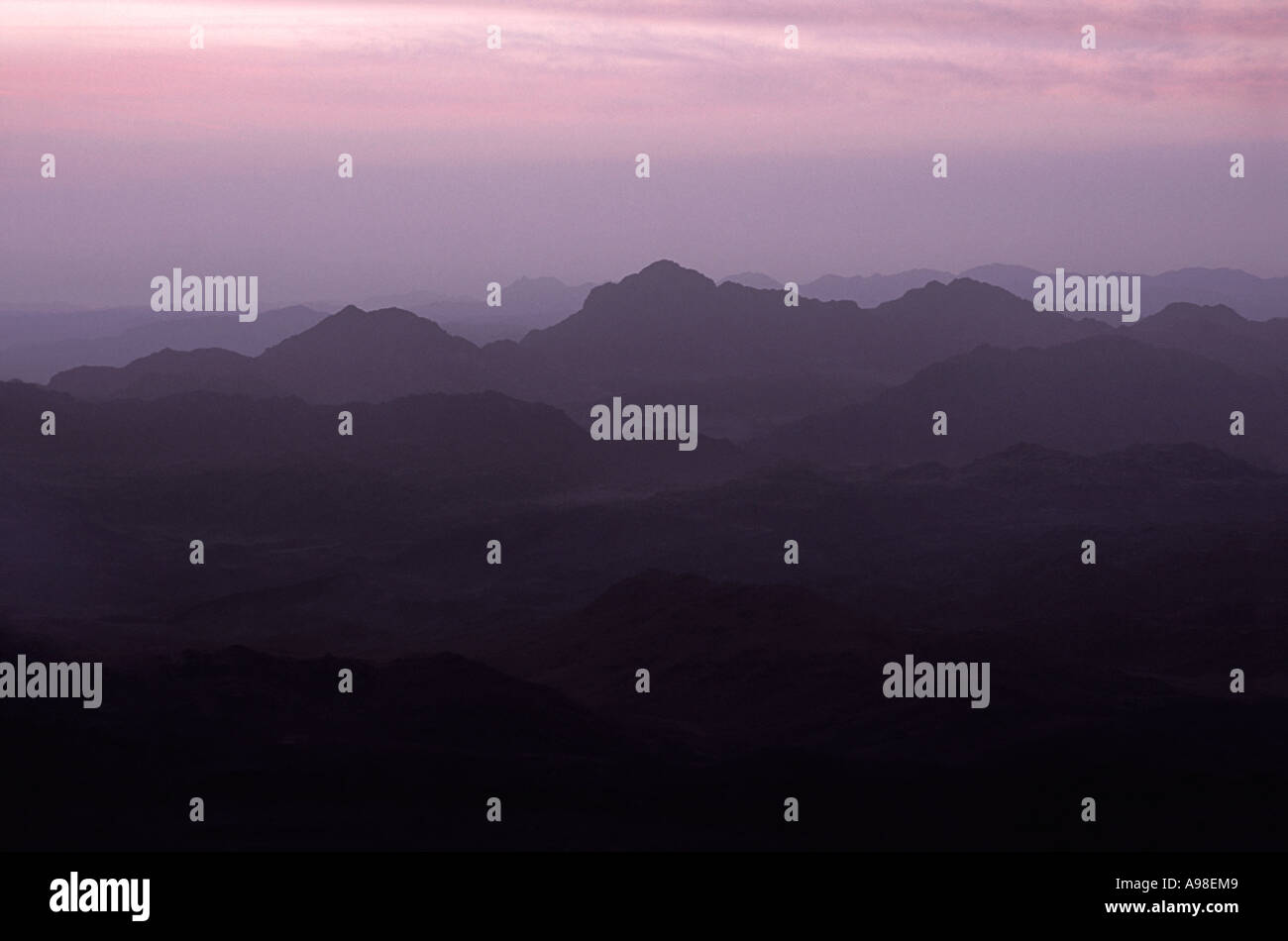 Sunrise in the Sinai desert viewed from the summit of Mount Sinai "holy ...