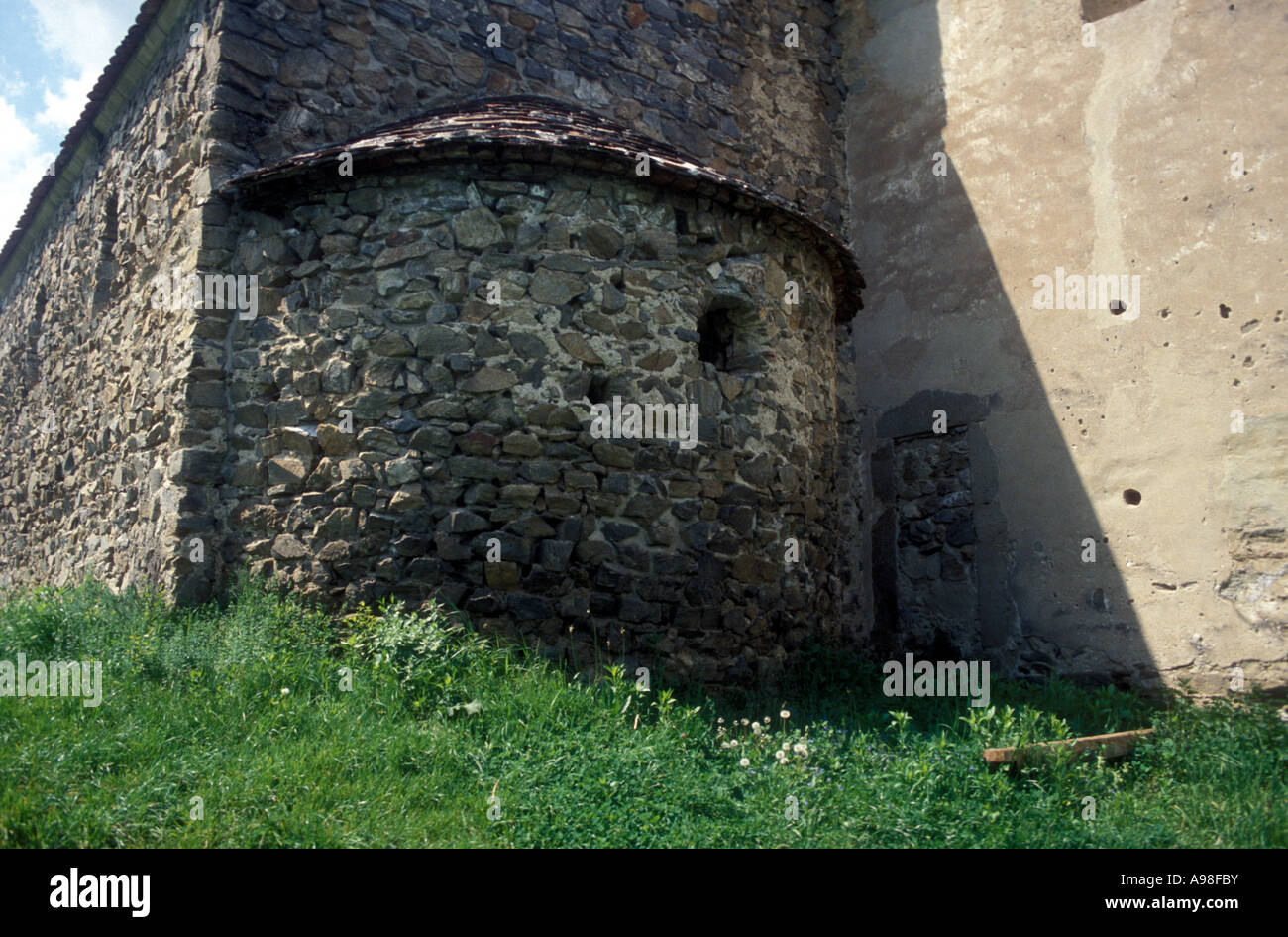 Exterior of room adjoining wall -Saxon fortified church -couples ...