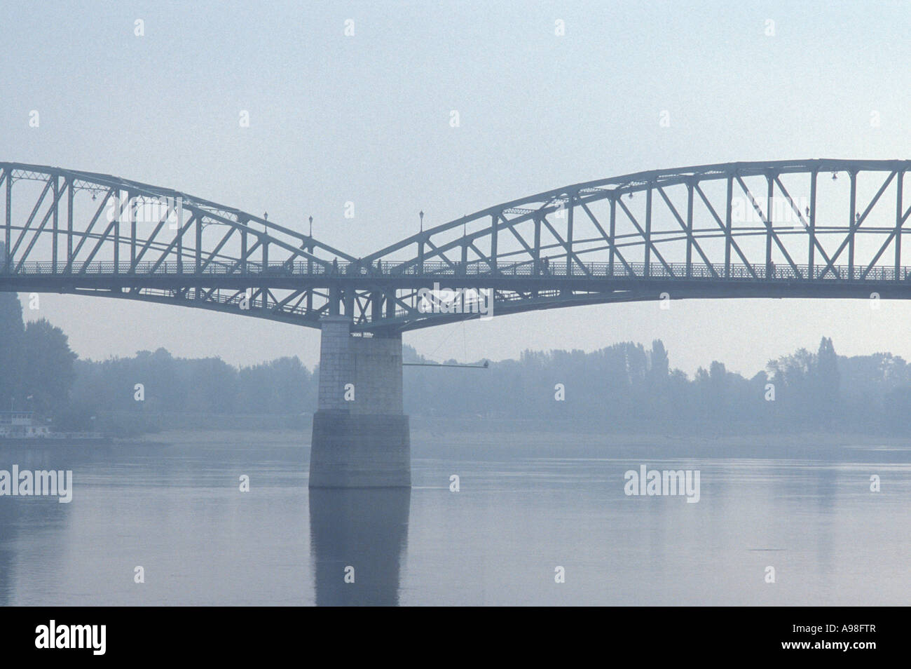 View of two "butterfly-like" sections of the Maria Valeria Bridge which ...