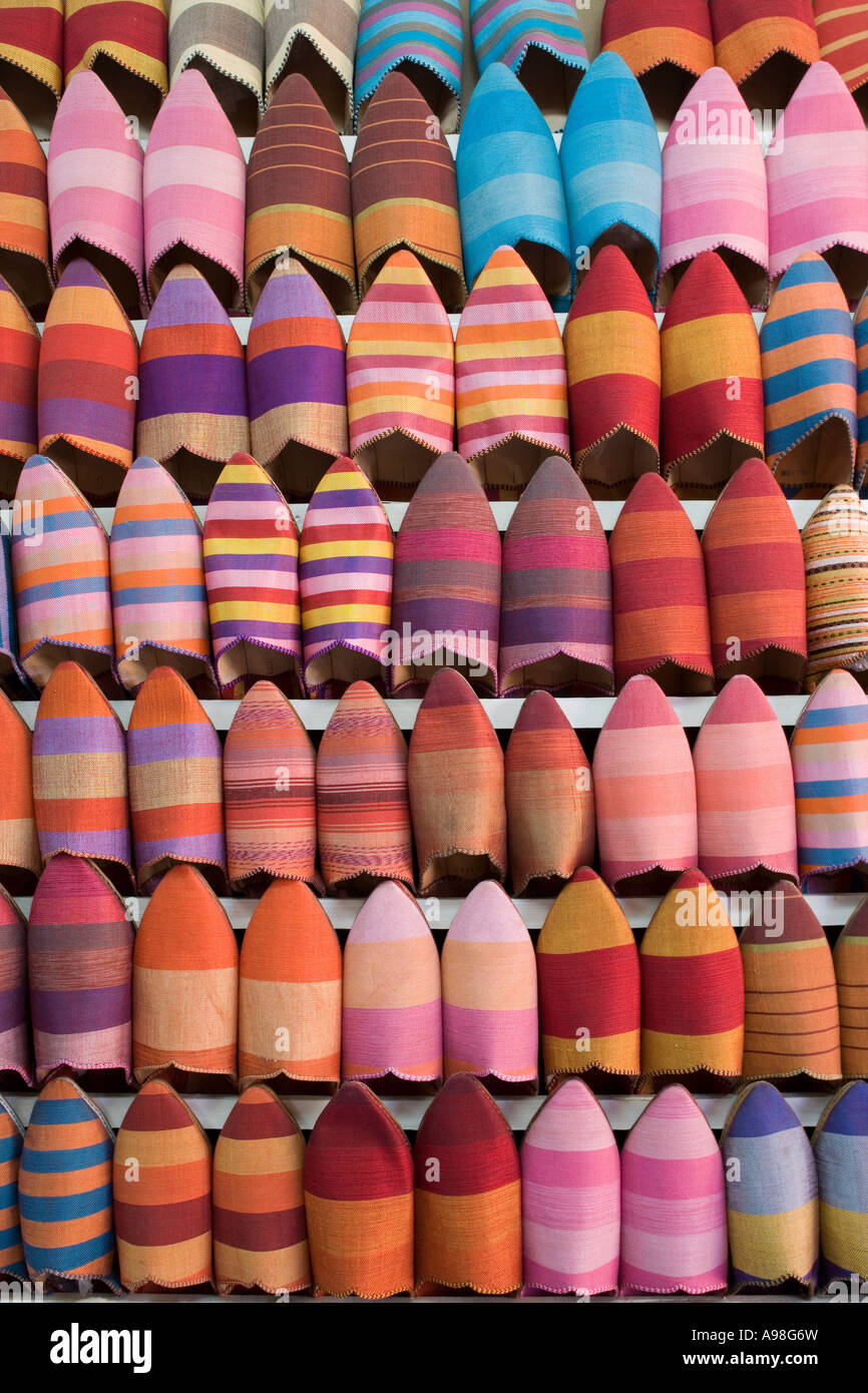 Morocco, Marrakesh, display of slippers Stock Photo - Alamy