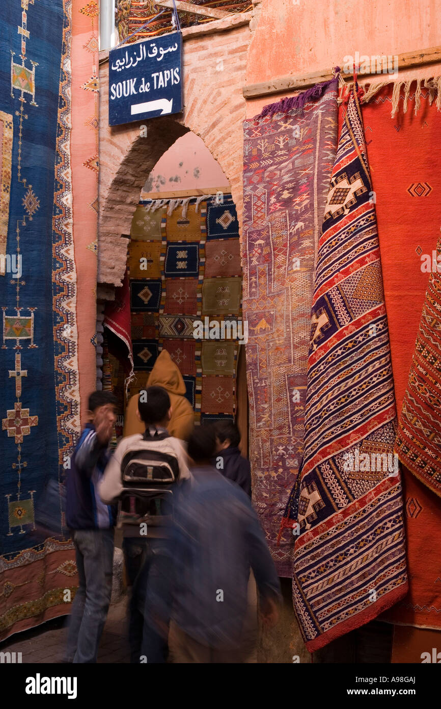 Morocco, Marrakesh, man in carpet souk Stock Photo - Alamy