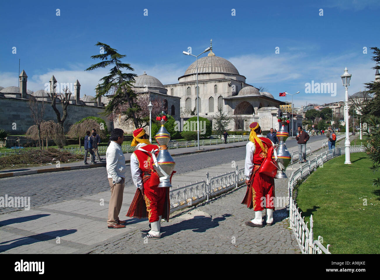 Turkish water sellers in distinctive costume Near Sultanahmet The Blue ...