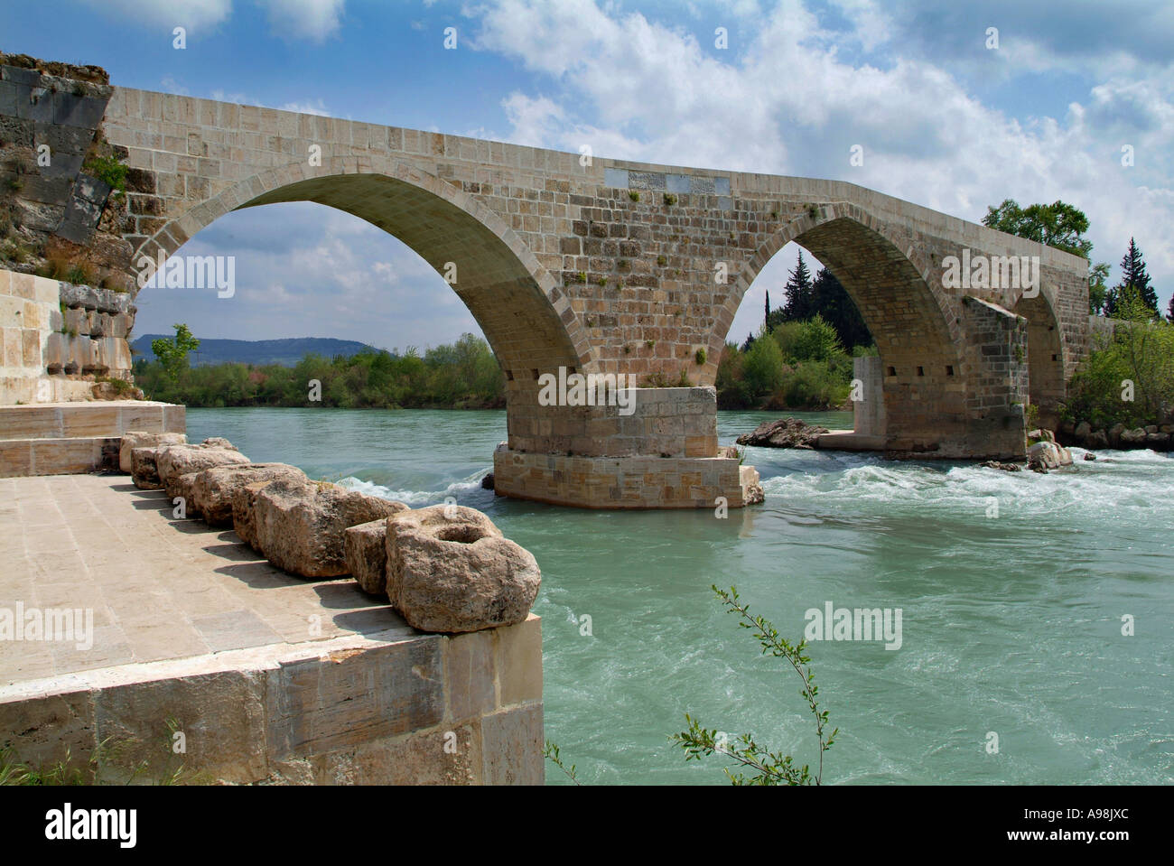 Ancient bridge spanning a river Antalya province Turkey Stock Photo - Alamy