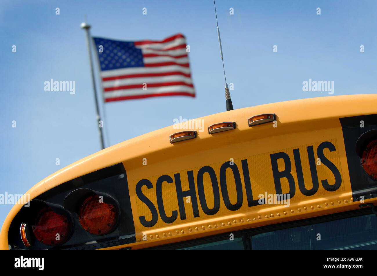 a bright yellow school bus outside an elementary school in Las Vegas ...