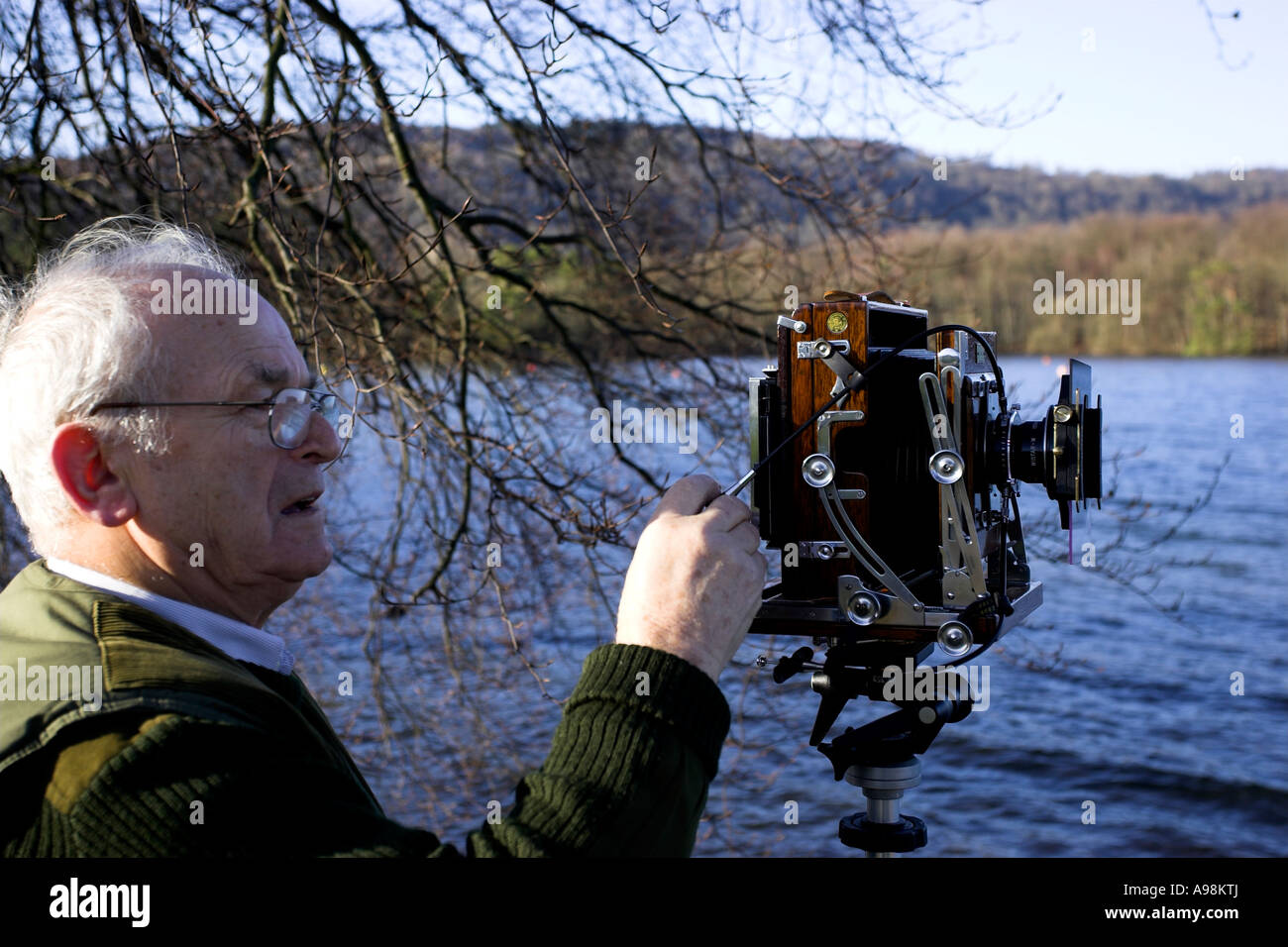 Photographer using Vintage Large Format camera .Takeing photos Bowness ...