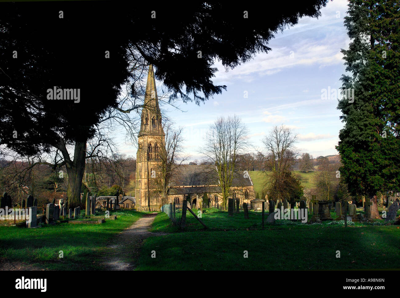 Edensor Church , Edensor Village, Chatsworth Estate in the Peak ...