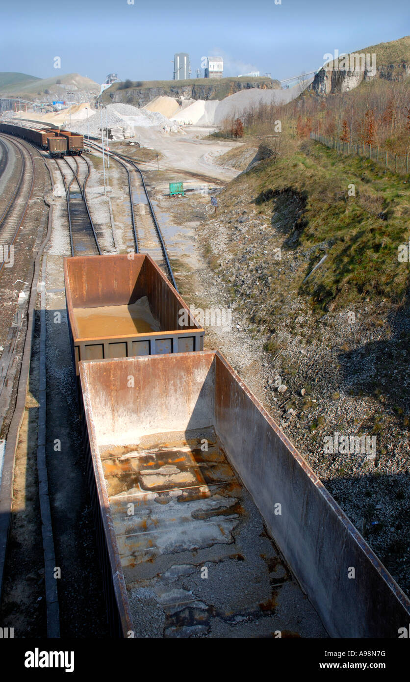 Empty Limestone Quarry Train Rolling Stock 2 Stock Photo - Alamy