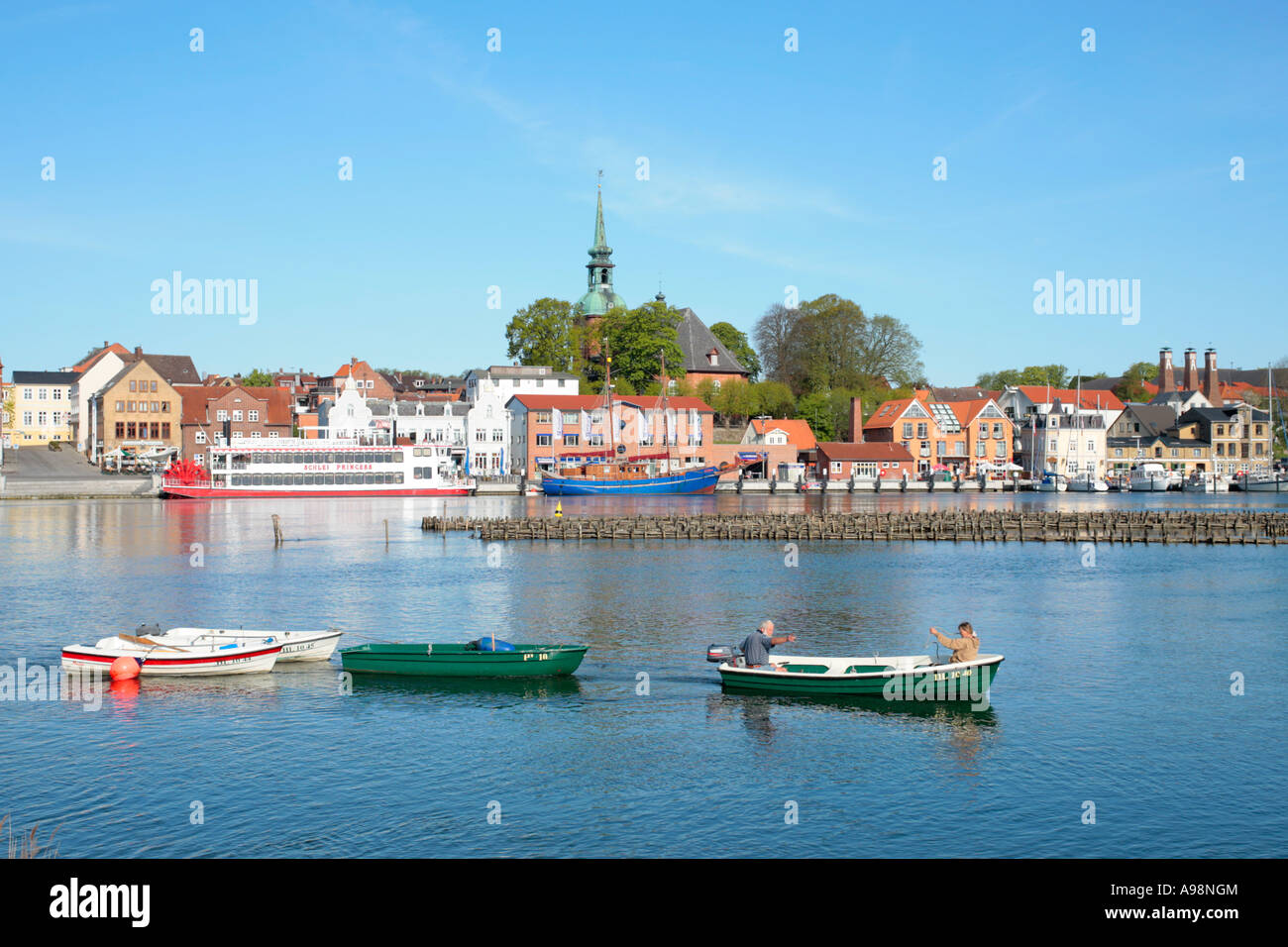 panoramic view of Kappeln at the Baltic Sea Fjord Schlei in Schleswig ...