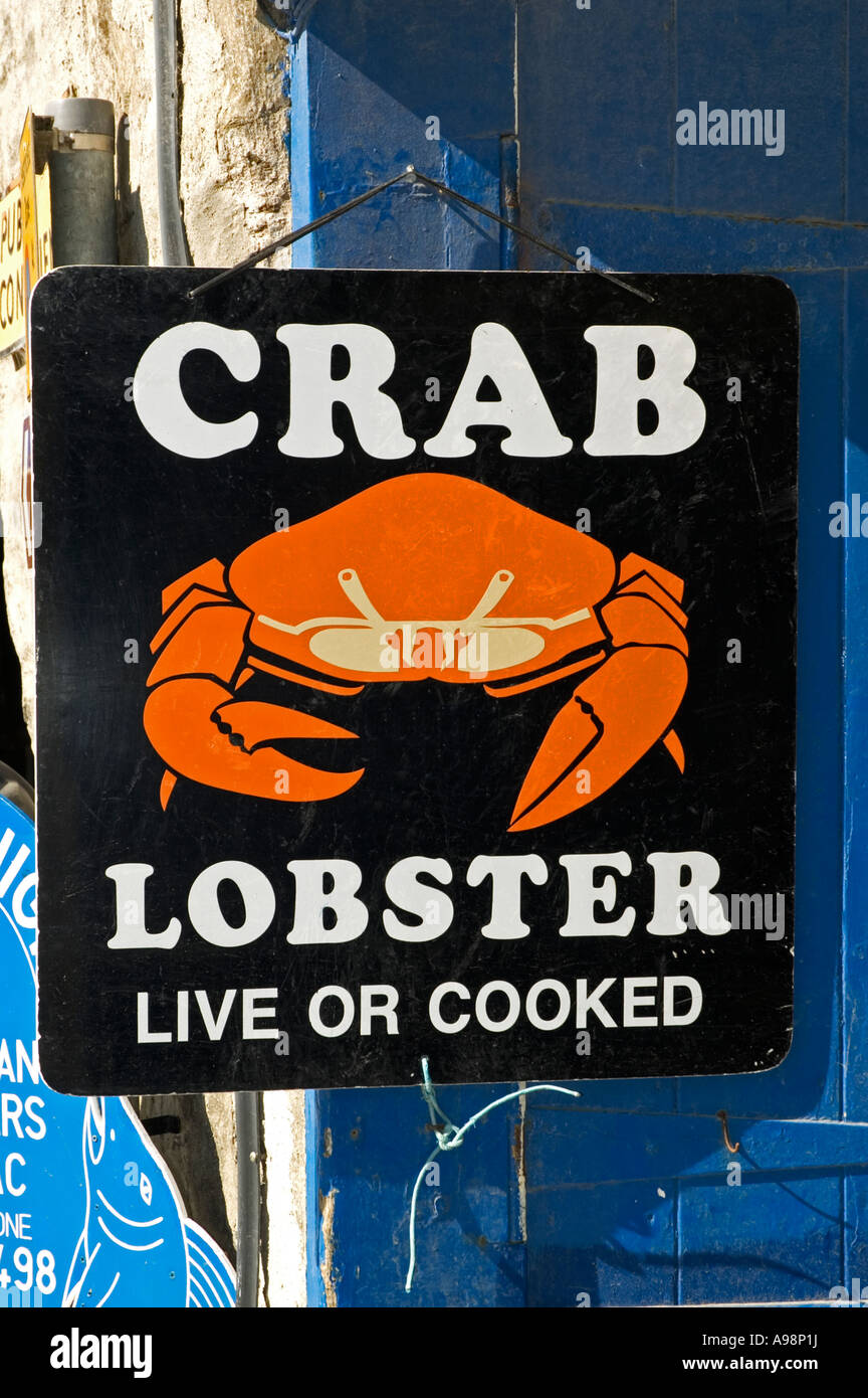a seafood sign outside a fish shop in st.isaac,cornwall,england Stock ...