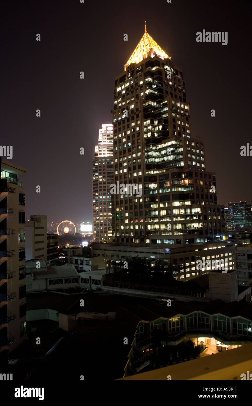 High-Rise buildings in Asian, The Bangkok skyline at night- Thailand ...