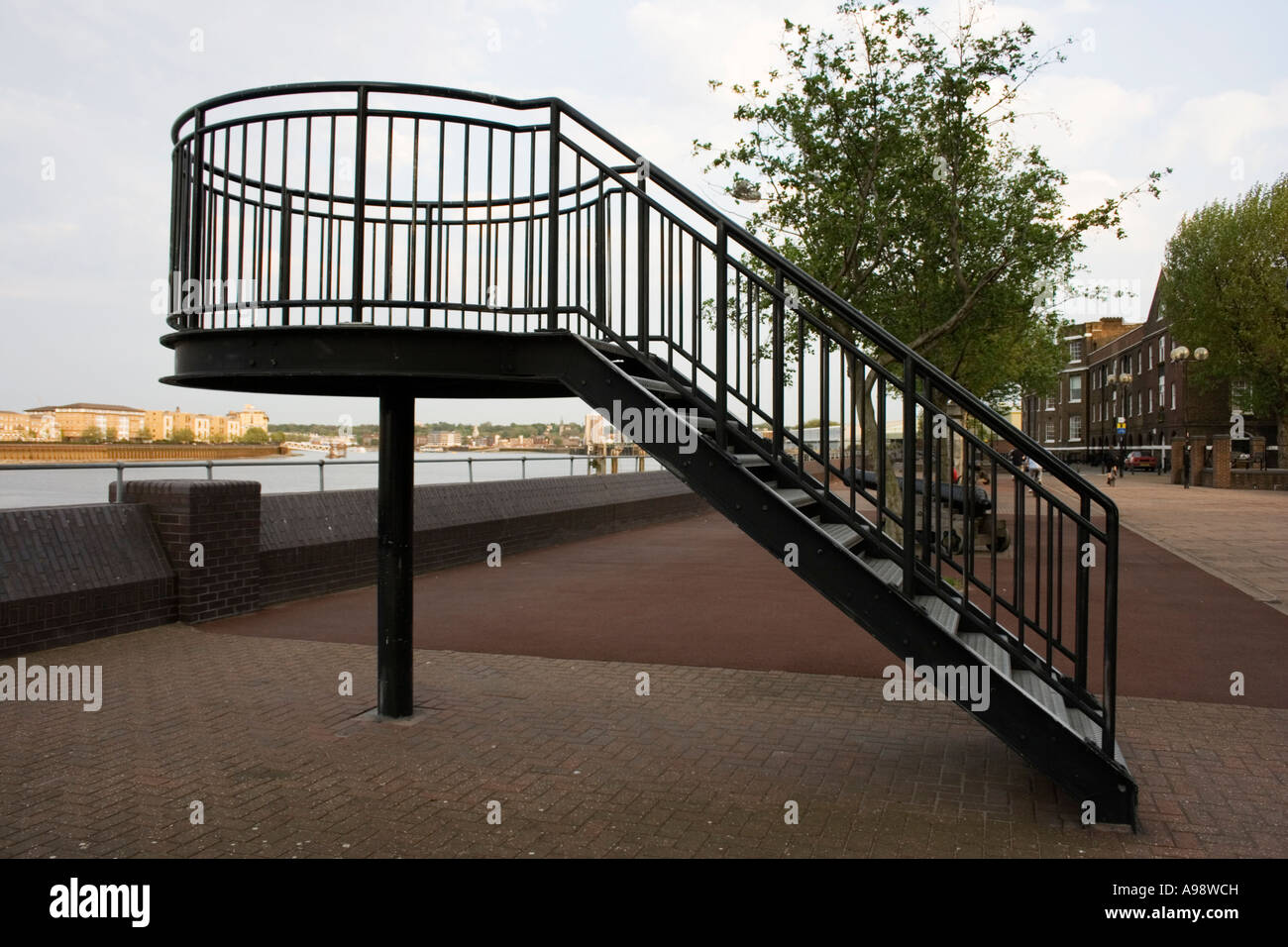 RIVER STAIRS. Platform on the Thames Path at Rotherhithe in South ...