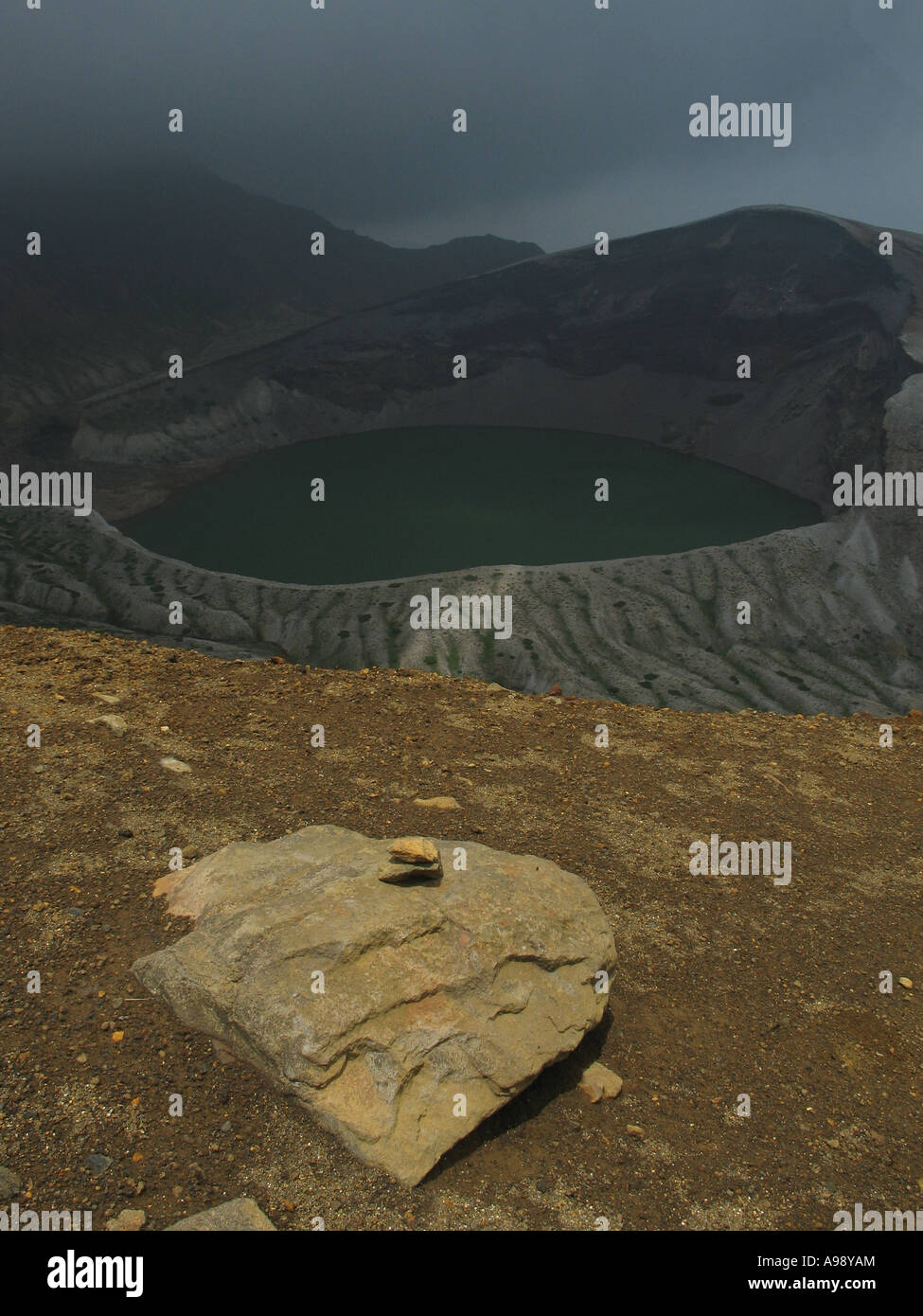 Okama lake Mt Zao Stock Photo - Alamy