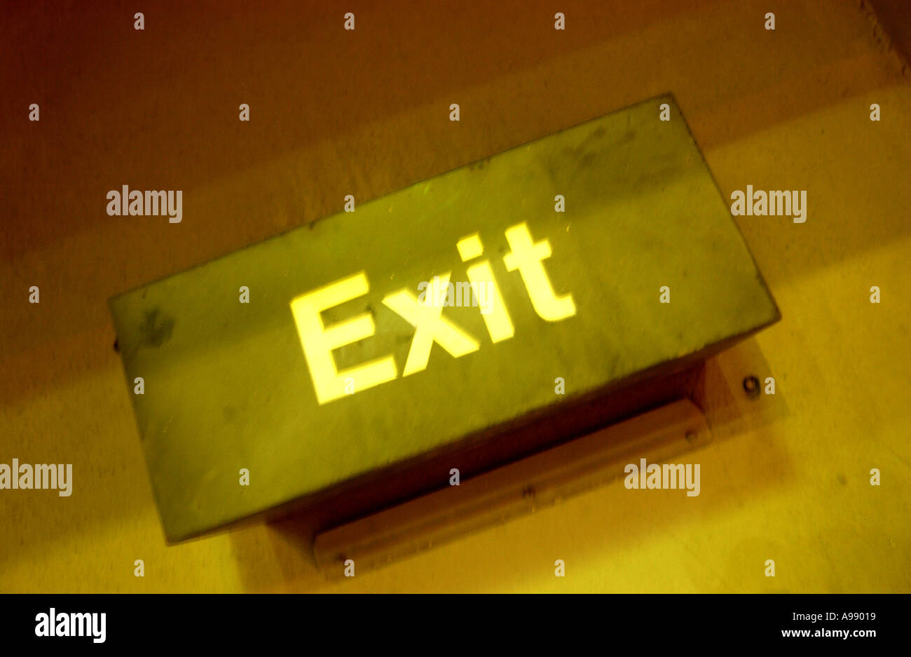 Exit sign at parking deck at night Stock Photo - Alamy