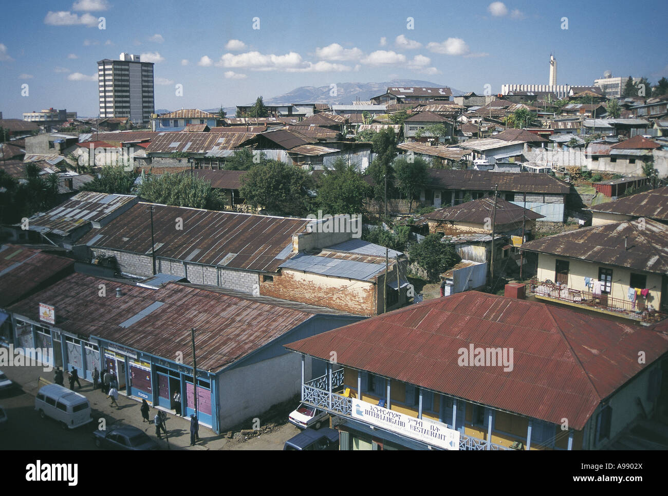 View from British Council over tin roofs of Addis Ababa Ethiopia Stock ...