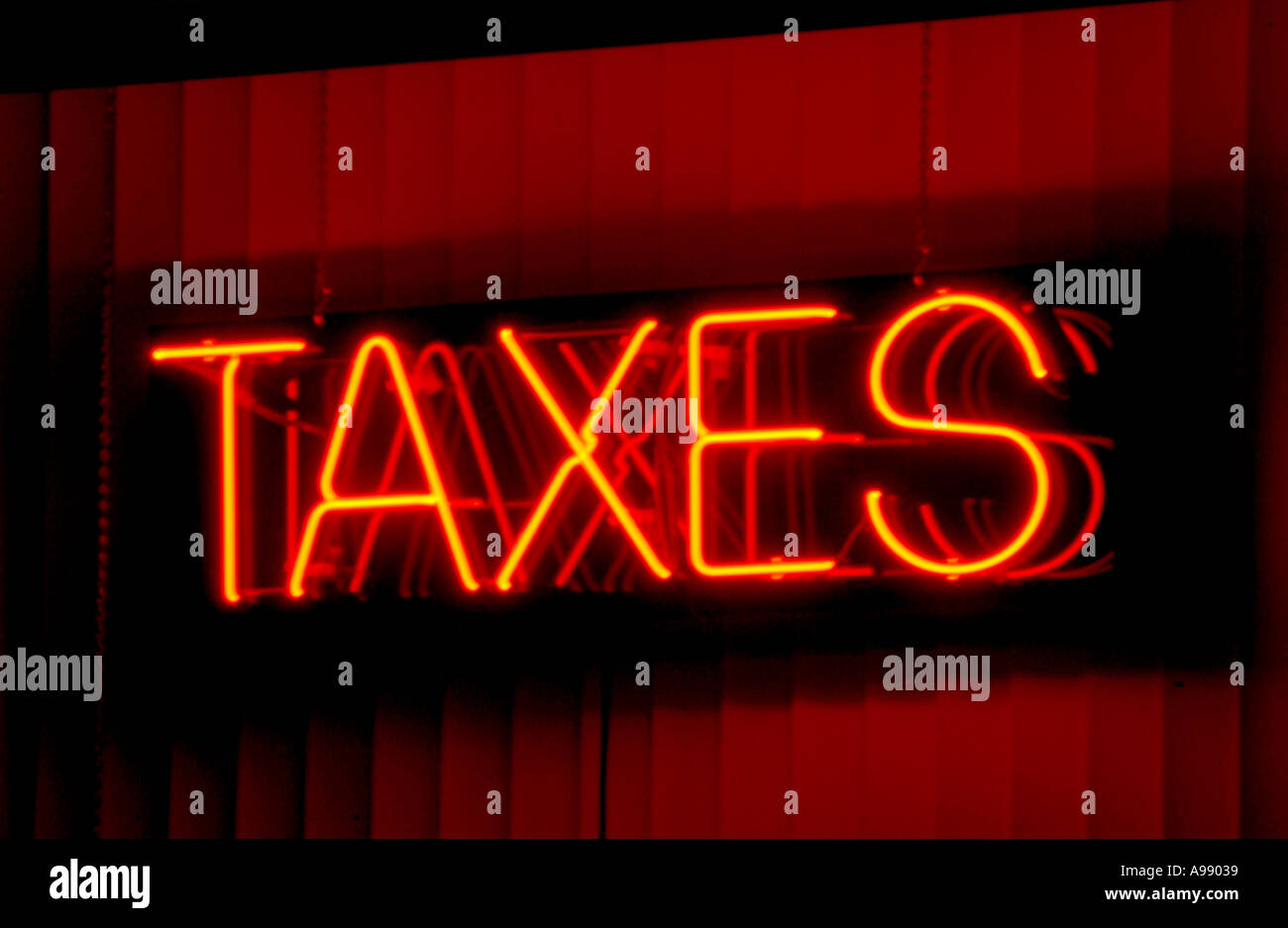 Horizontal color image of a sign at an income tax preparation center ...