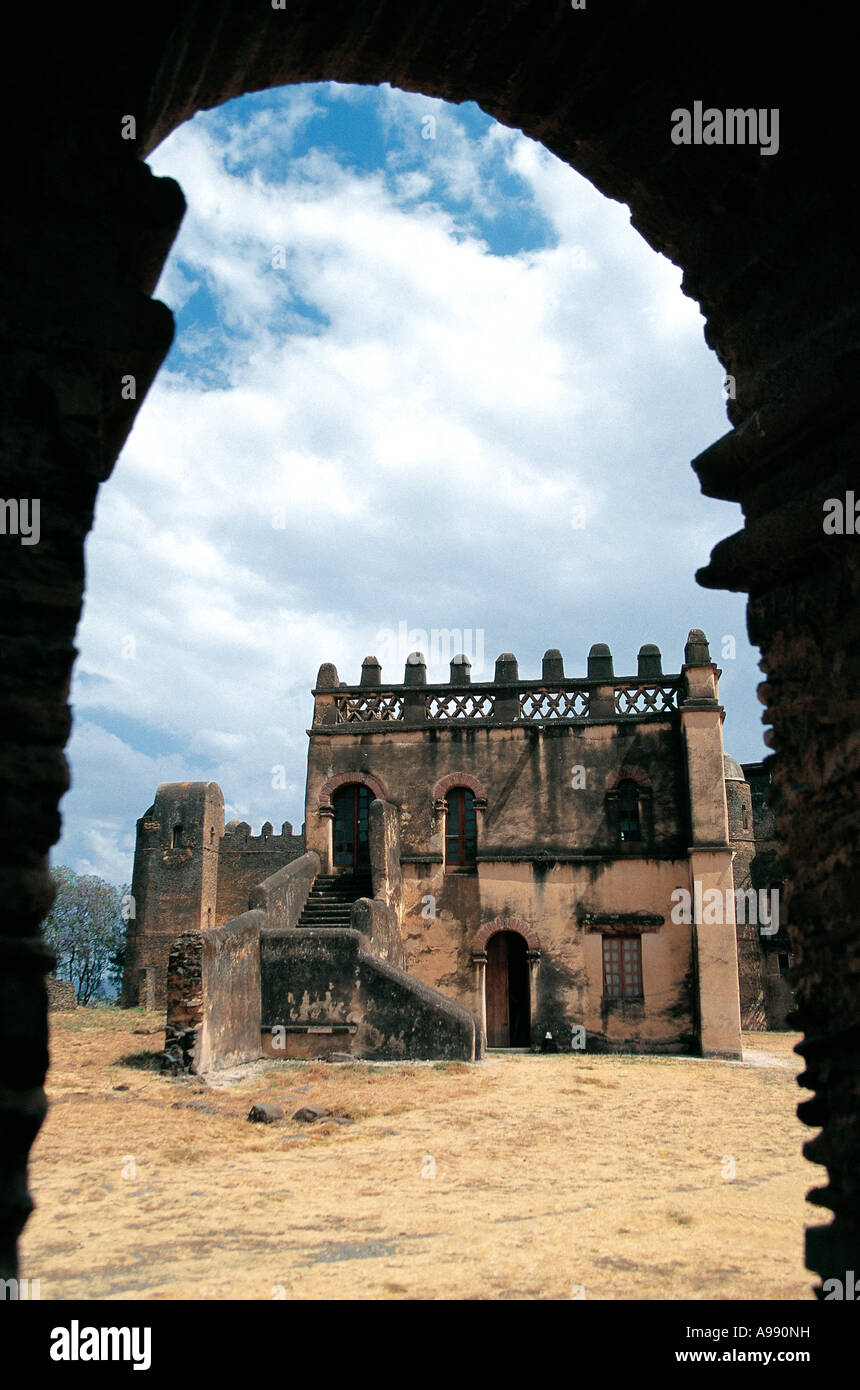 View through archway of King Fasilidas Castles Gondar Ethiopia Stock ...
