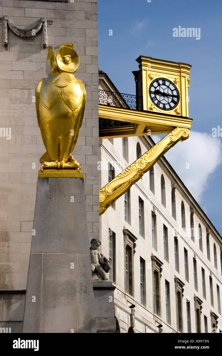 Golden Owl and Clock,in Millennium Square, Leeds, UK Stock Photo - Alamy