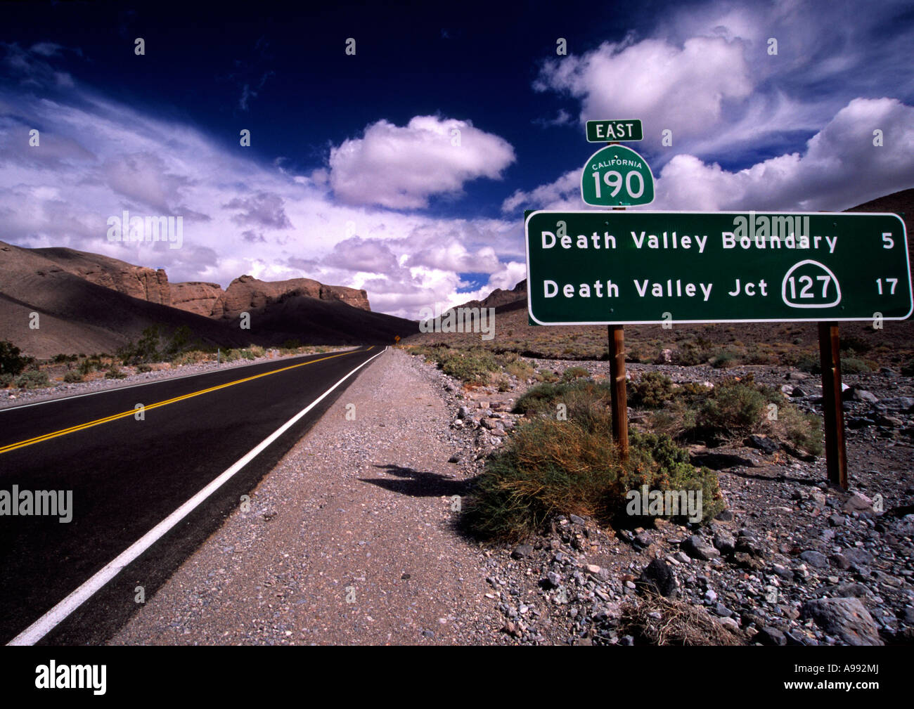 Death Valley N.P. highway signs on route 190 east - Death Valley ...