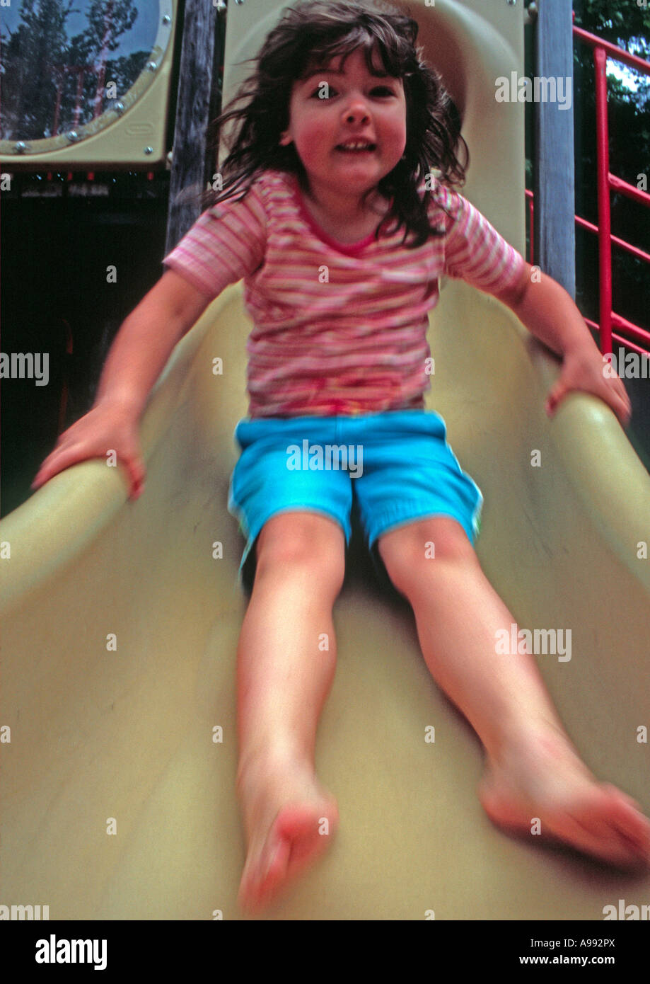 child on slide Stock Photo - Alamy