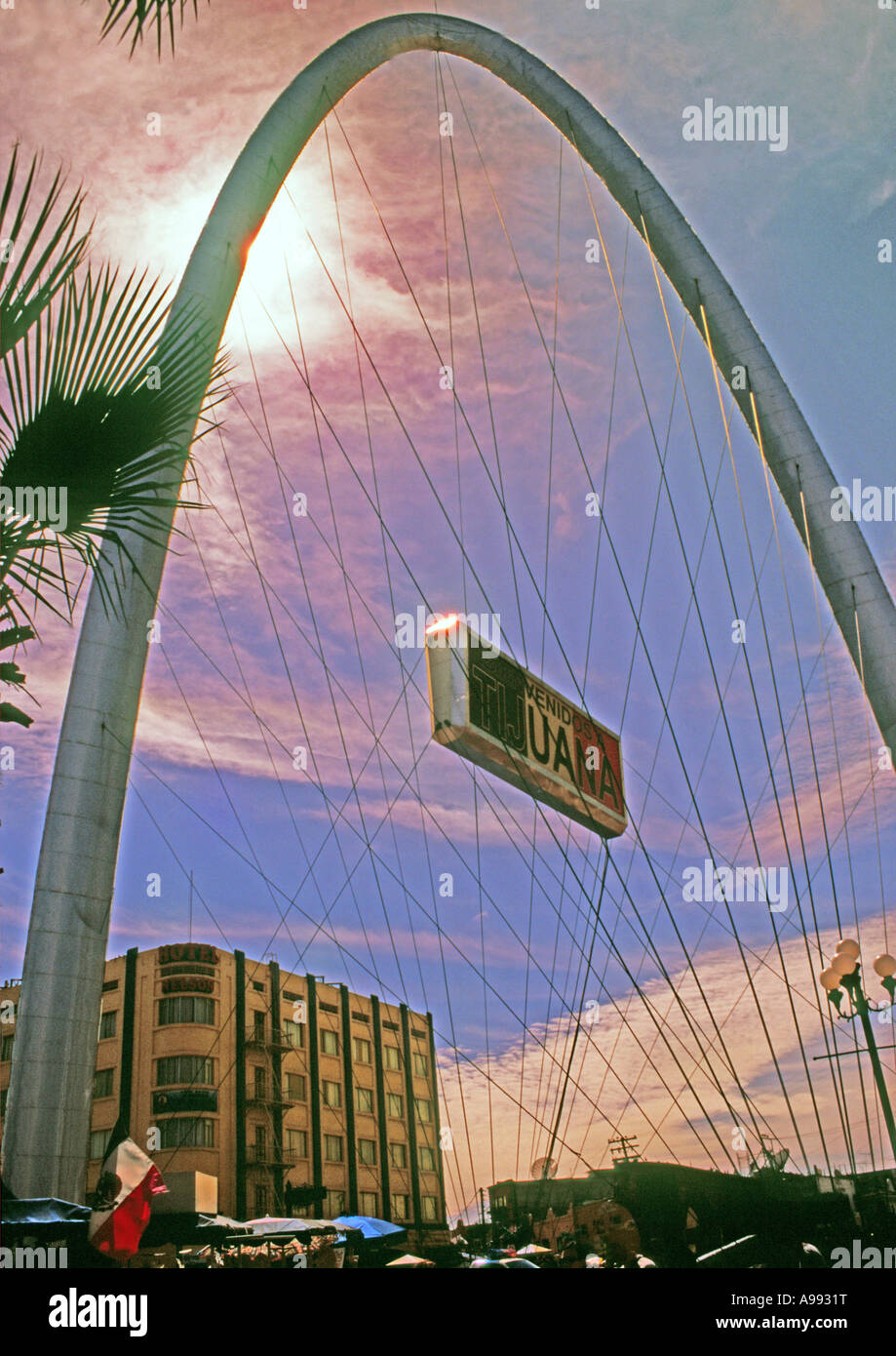 Tijuana Mexico arch at entrance border with USA Stock Photo - Alamy