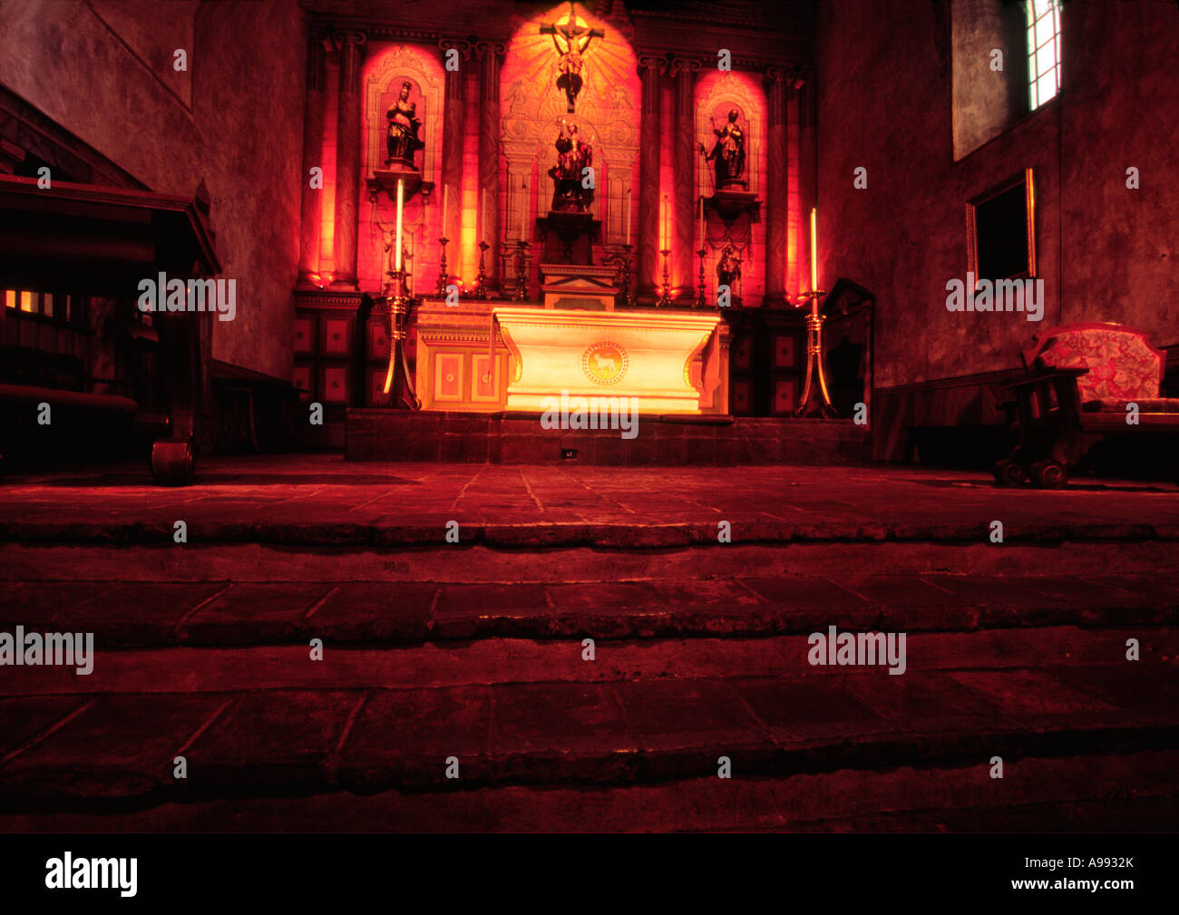 Santa Barbara mission interior floor and alter, California, USA Stock ...