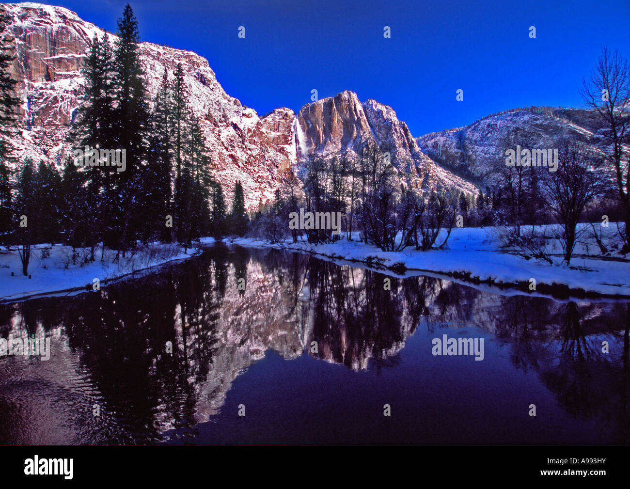 the Merced river in Yosemite N.P. in winter Stock Photo - Alamy