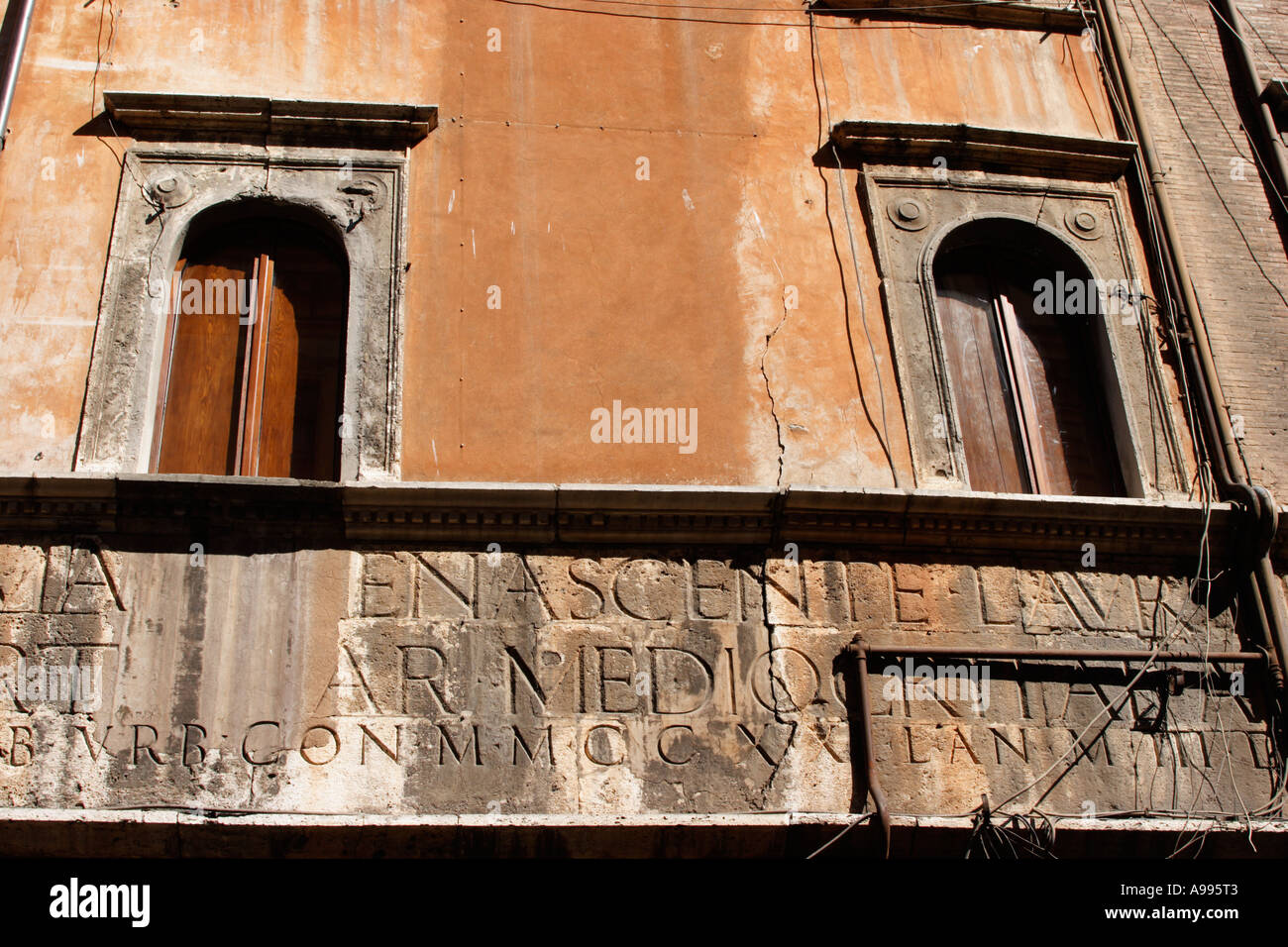 Remains of ancient roman inscriptions decorating building in former ...