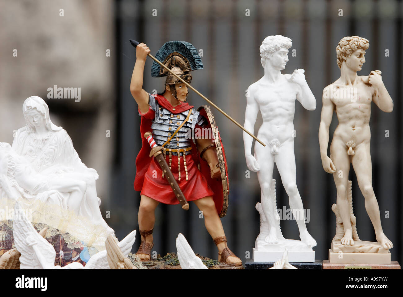 Souvenir stall selling statuettes of famous Roman icons Rome Italy ...