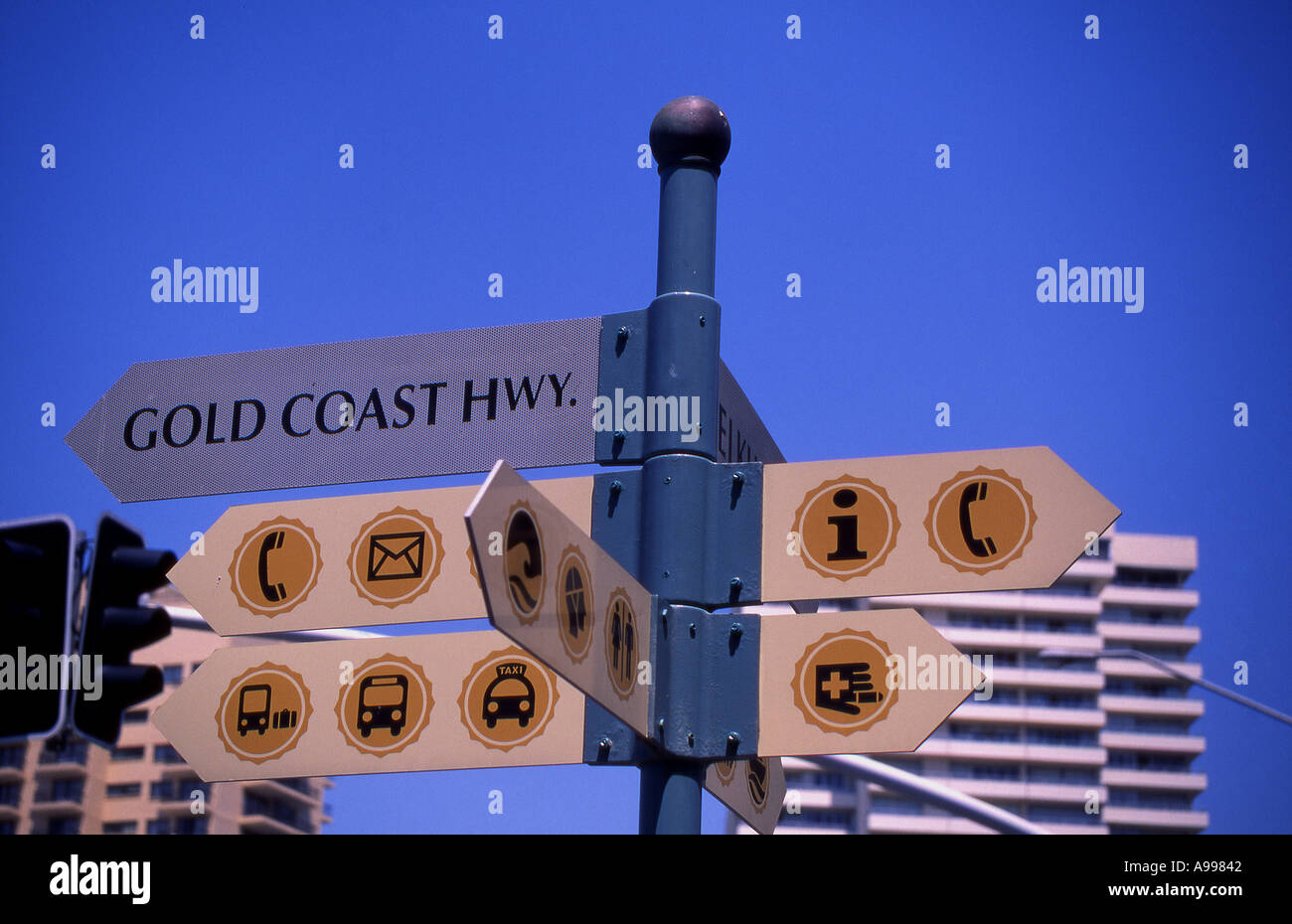 Australia Queensland Gold Coast Road sign Stock Photo - Alamy