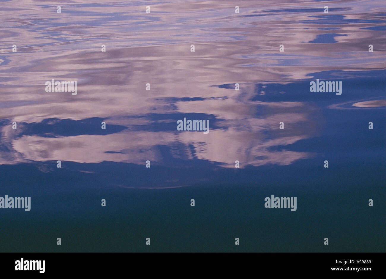 Light reflecting on calm water patterns Inside Passage E Alaska Stock ...