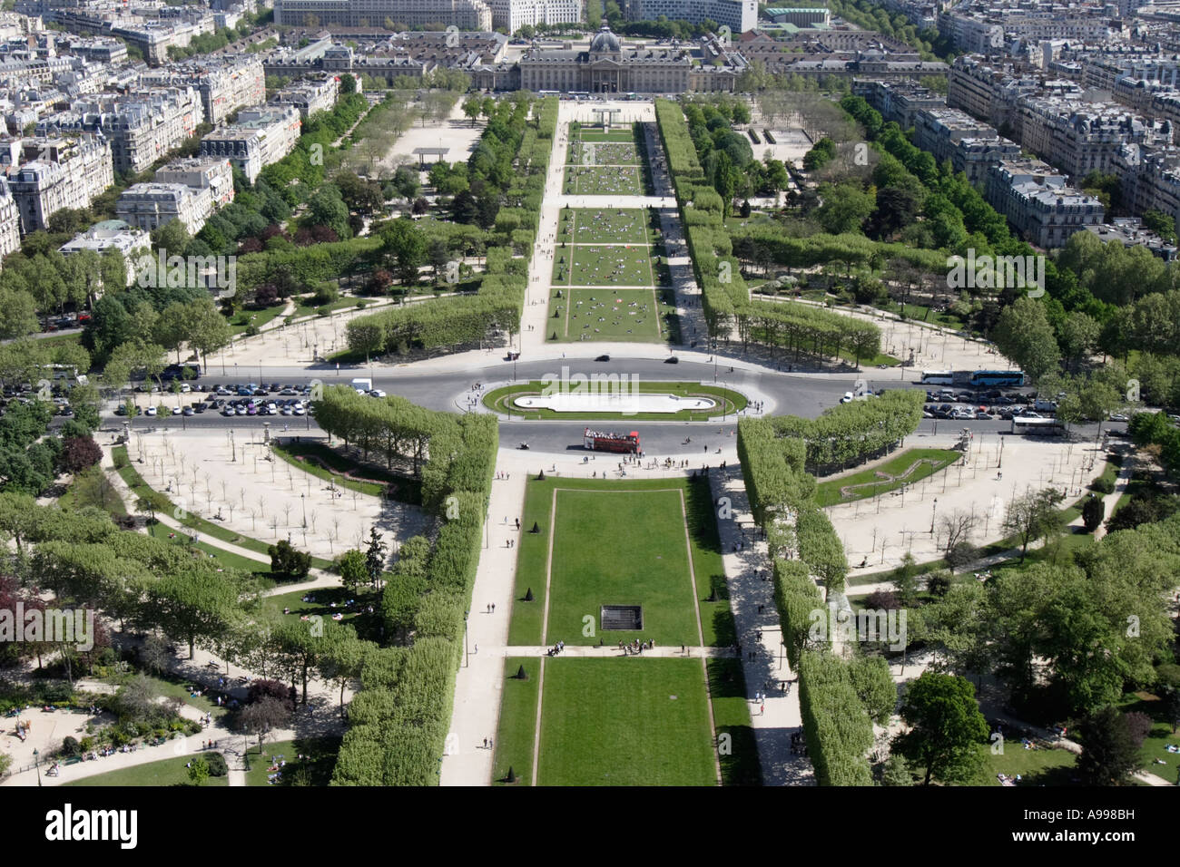 View from the Eiffel Tower of Parc du Champ de Mars Stock Photo - Alamy