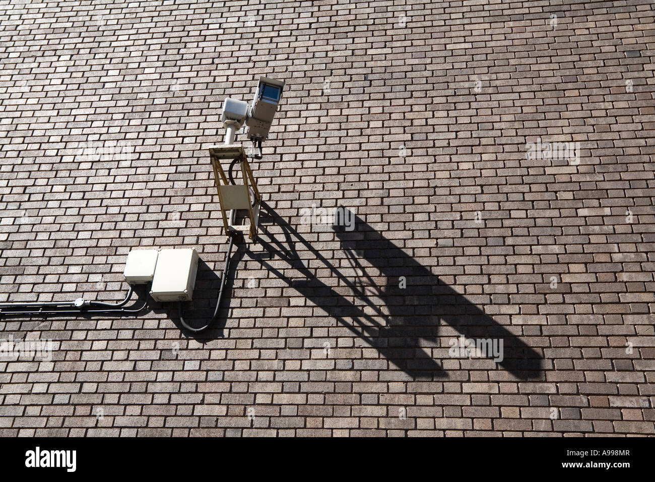 security camera mounted on brick wall Stock Photo - Alamy