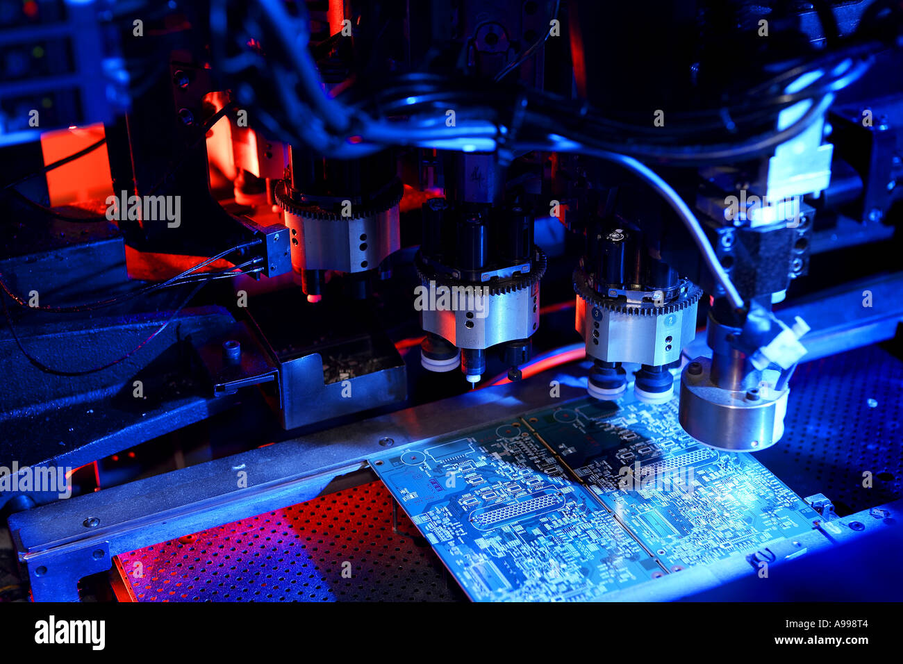 Automated Printed Circuit Board Manufacturing View Inside Automatic Soldering Machine Stock
