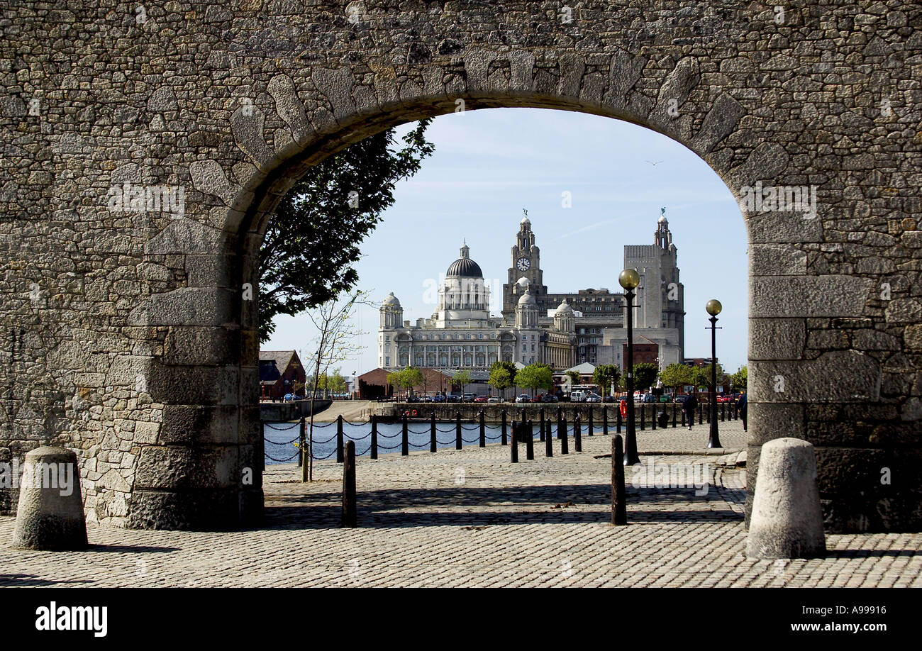 Liverpool waterfront through archway Albert dock Stock Photo - Alamy