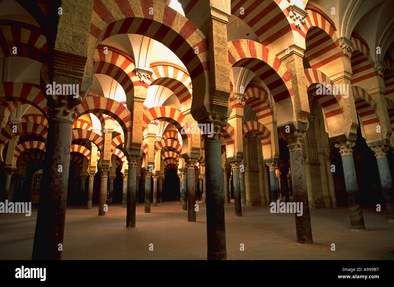 The columns and arches of the interior of the Mezquita an 8th century ...