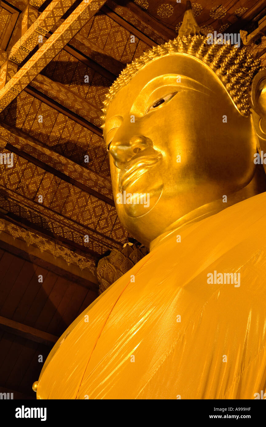 Buddha or Rupa with its golden saffron robe located in Ayutthaya ...