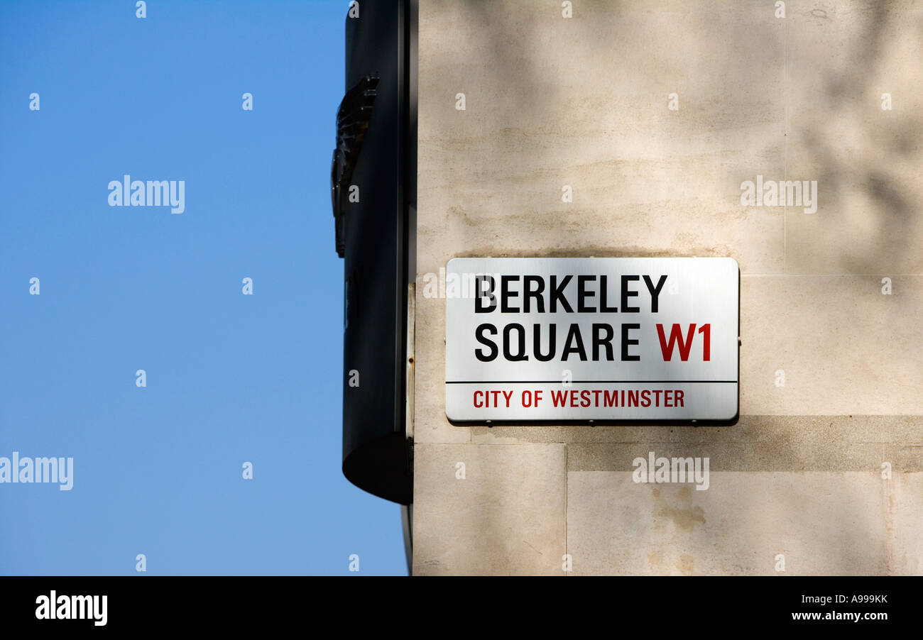 Street sign - Berkeley Square, Mayfair, City of Westminster, London ...