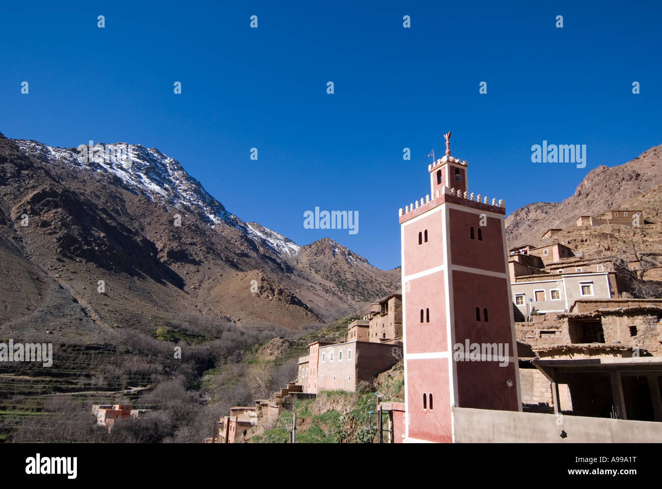 Mosque in outskirts of berber village Imlil in the Mizane Valley of the ...