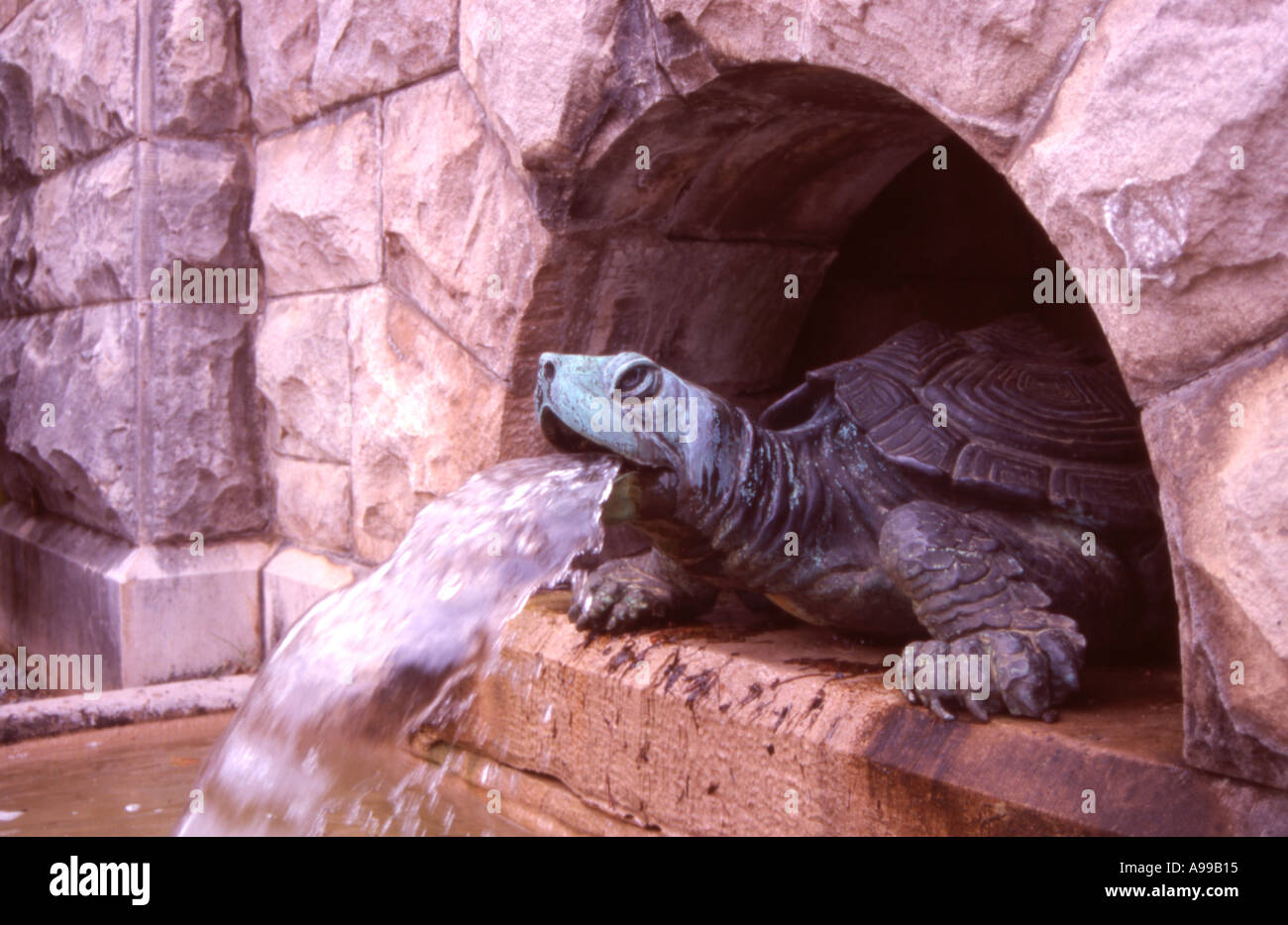 architectural brass element feature fountain green metal patina spewing ...
