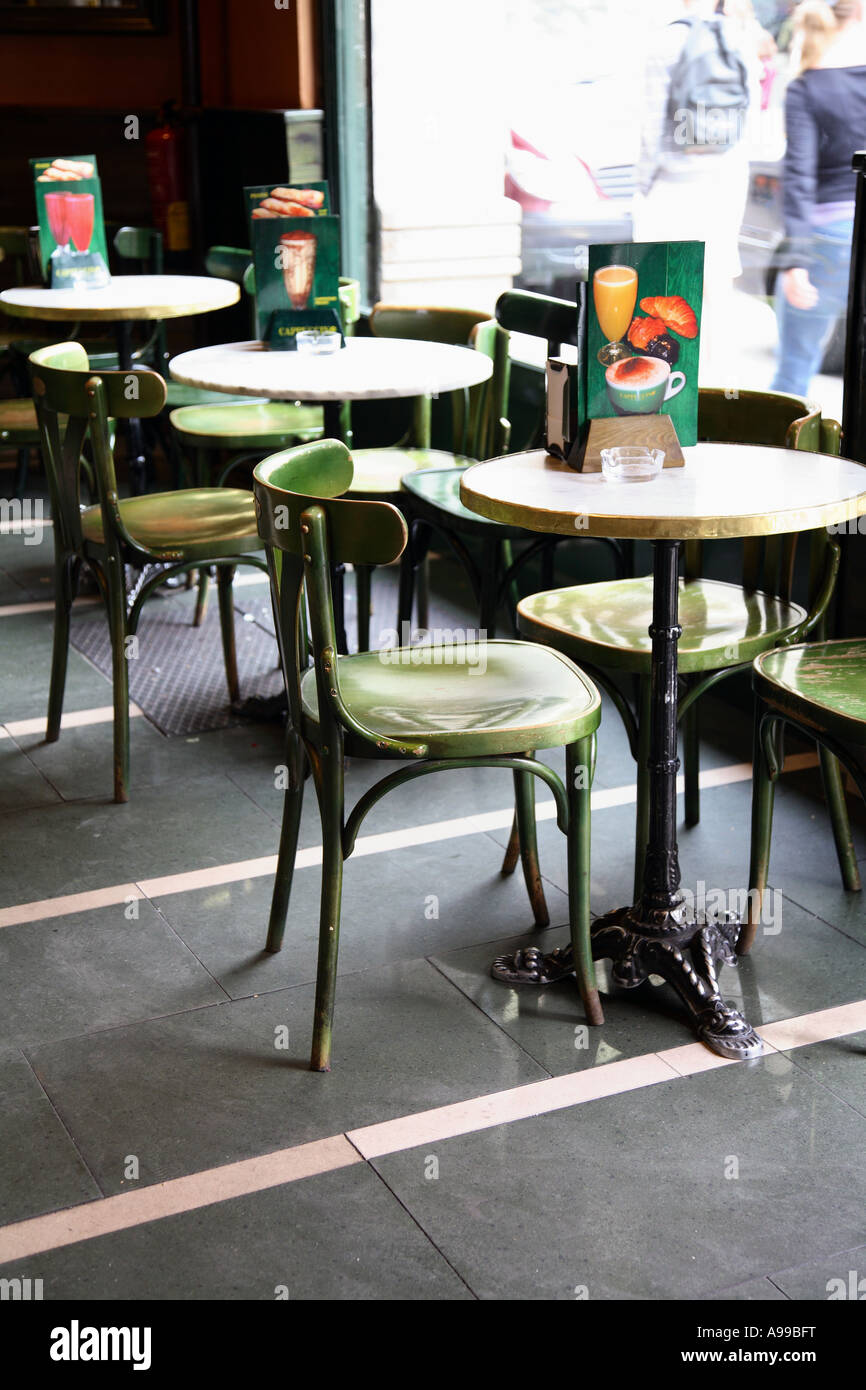 chairs and tables inside a cafe restaurant, Europe Stock Photo - Alamy