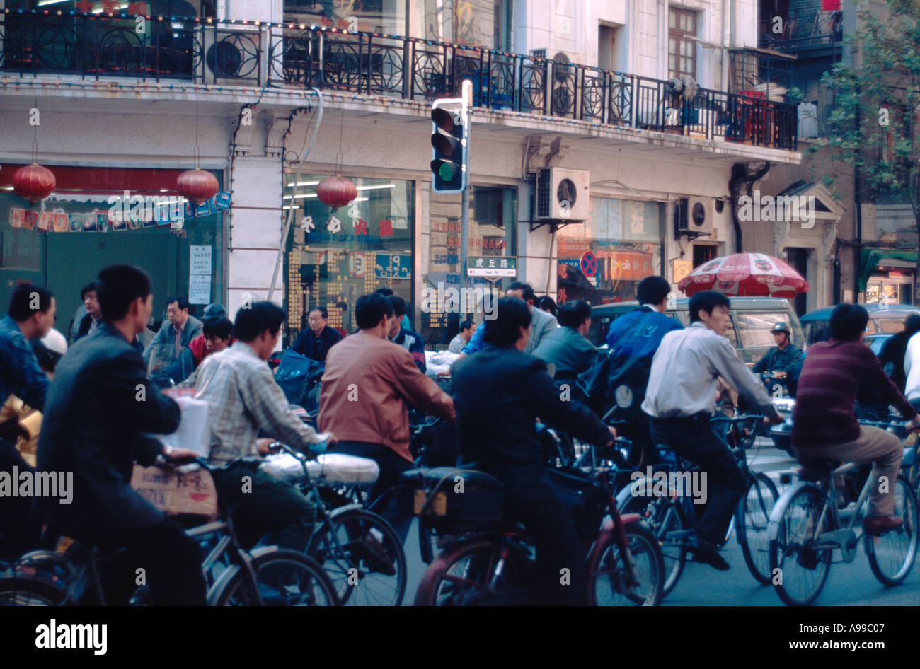 Rush Hour Traffic On Back Street Behind the Bund Shanghai China Stock ...
