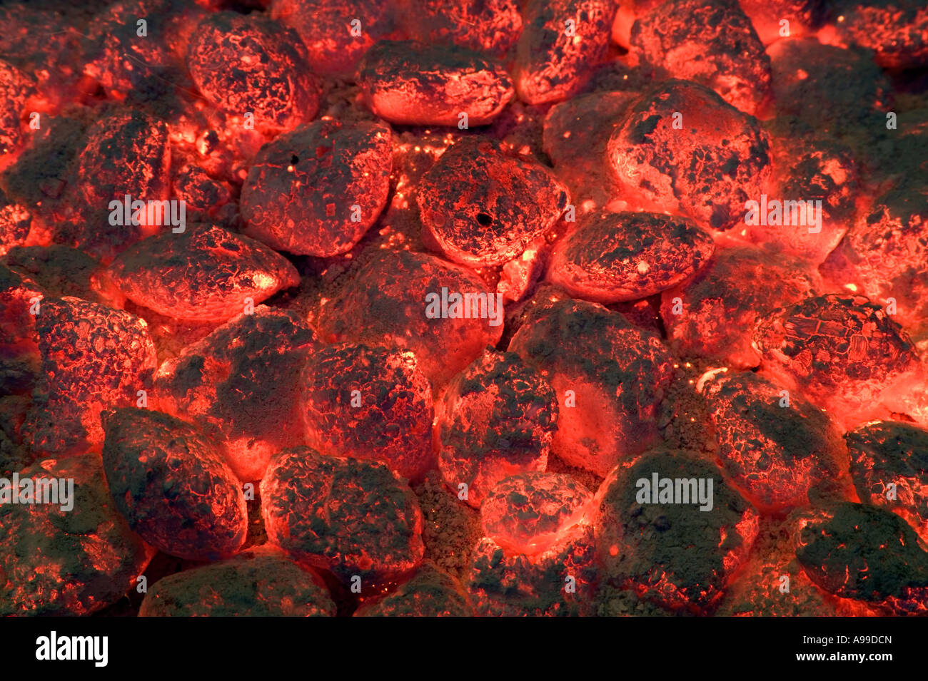 Red hot glowing barbeque coals a taste of summer Stock Photo - Alamy