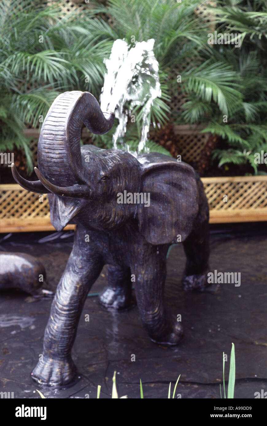 Elephant statue water feature Chelsea Flower Show 2003 Stock Photo - Alamy
