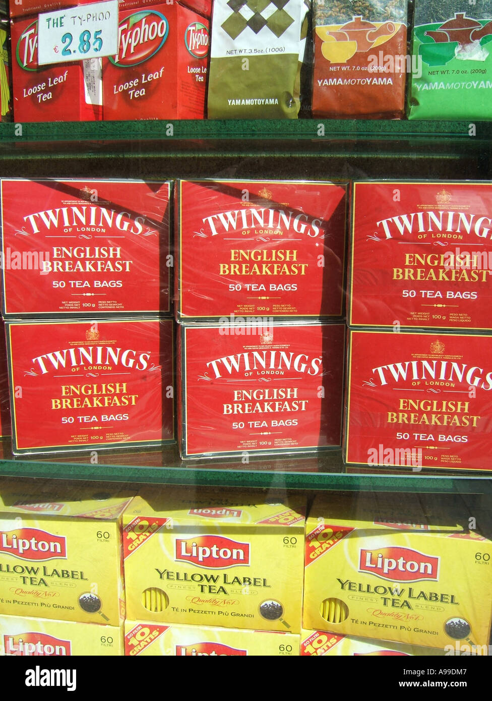 selection of teas in shop Stock Photo - Alamy