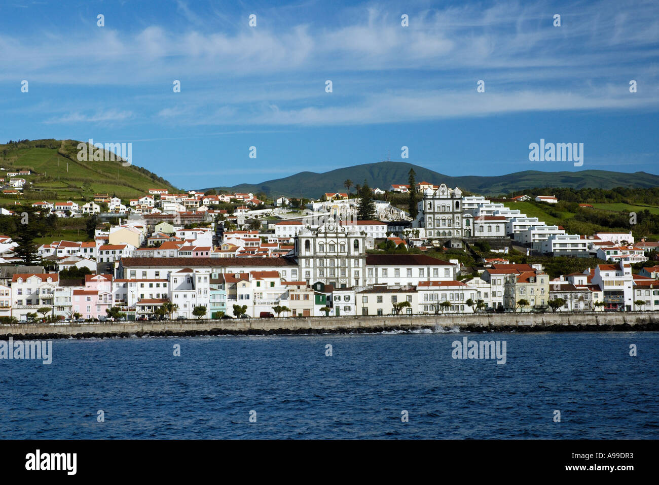 Town of Horta on Faial, Azores, seen from the sea Stock Photo - Alamy