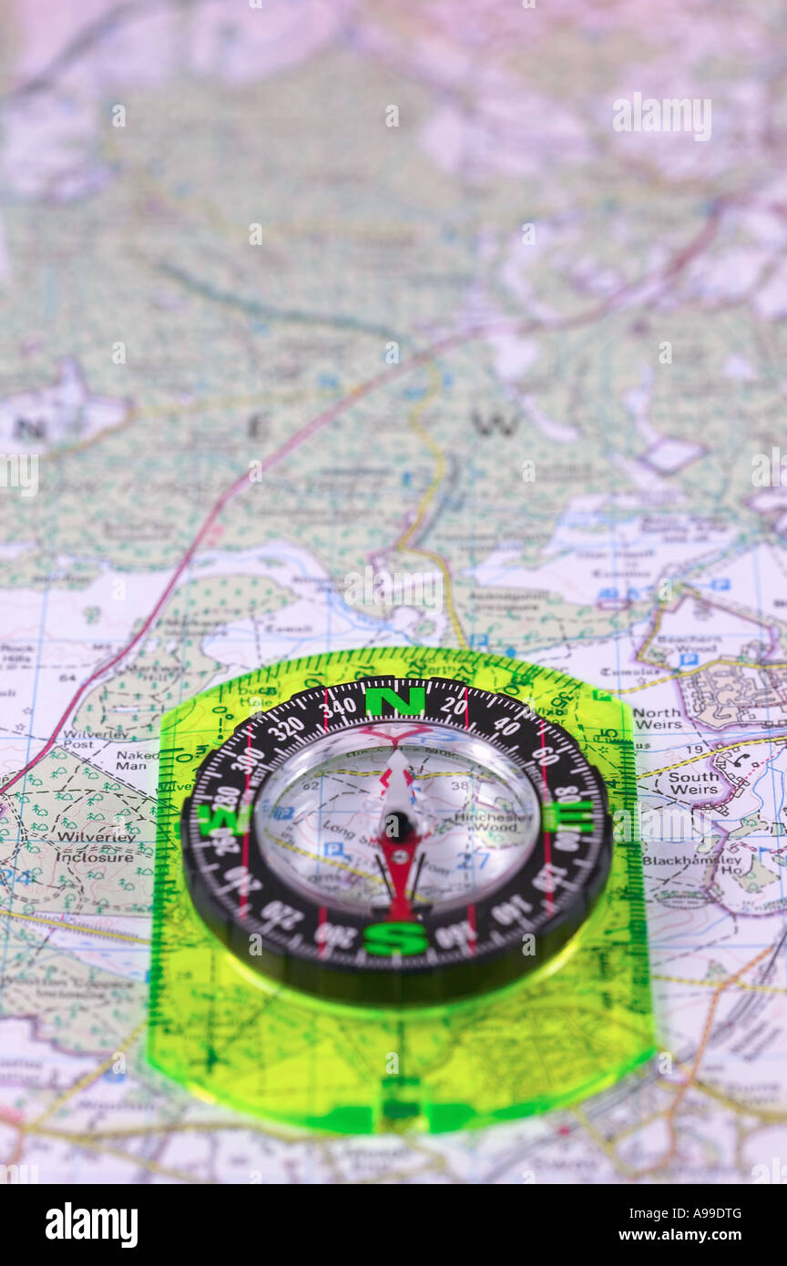 Compass on a map focus on North Compass in lower part of image Stock ...