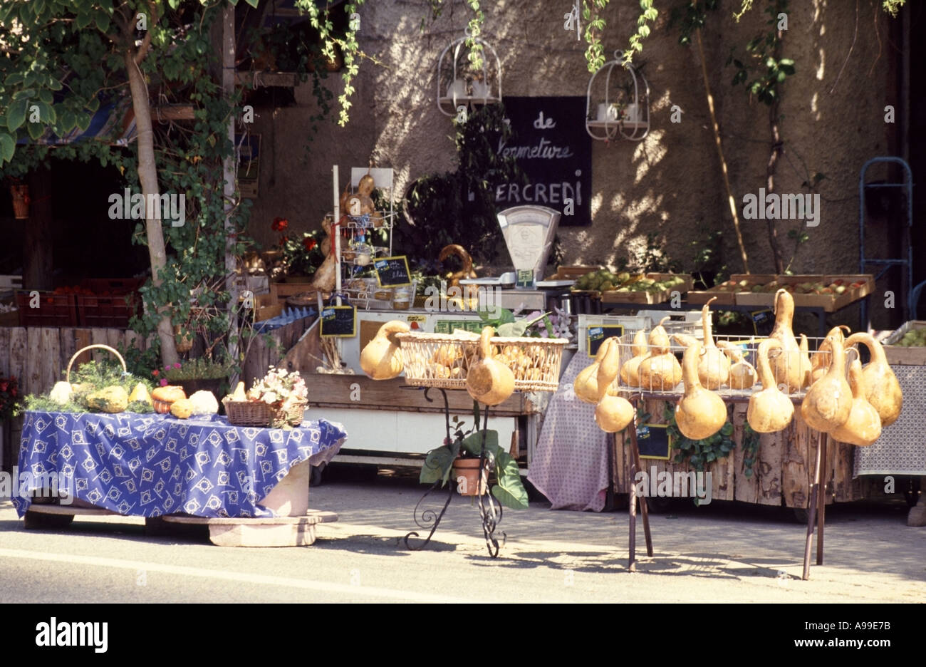 Provence typical French roadside food stall selling local vegetable ...