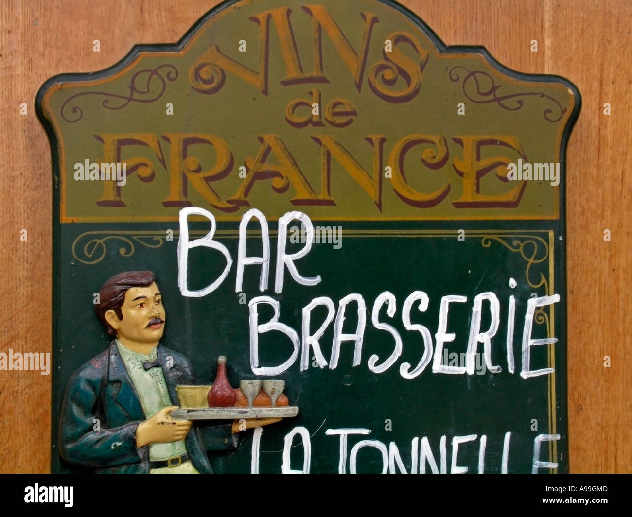 sign advertising for restaurant bar brasserie in France Stock Photo - Alamy